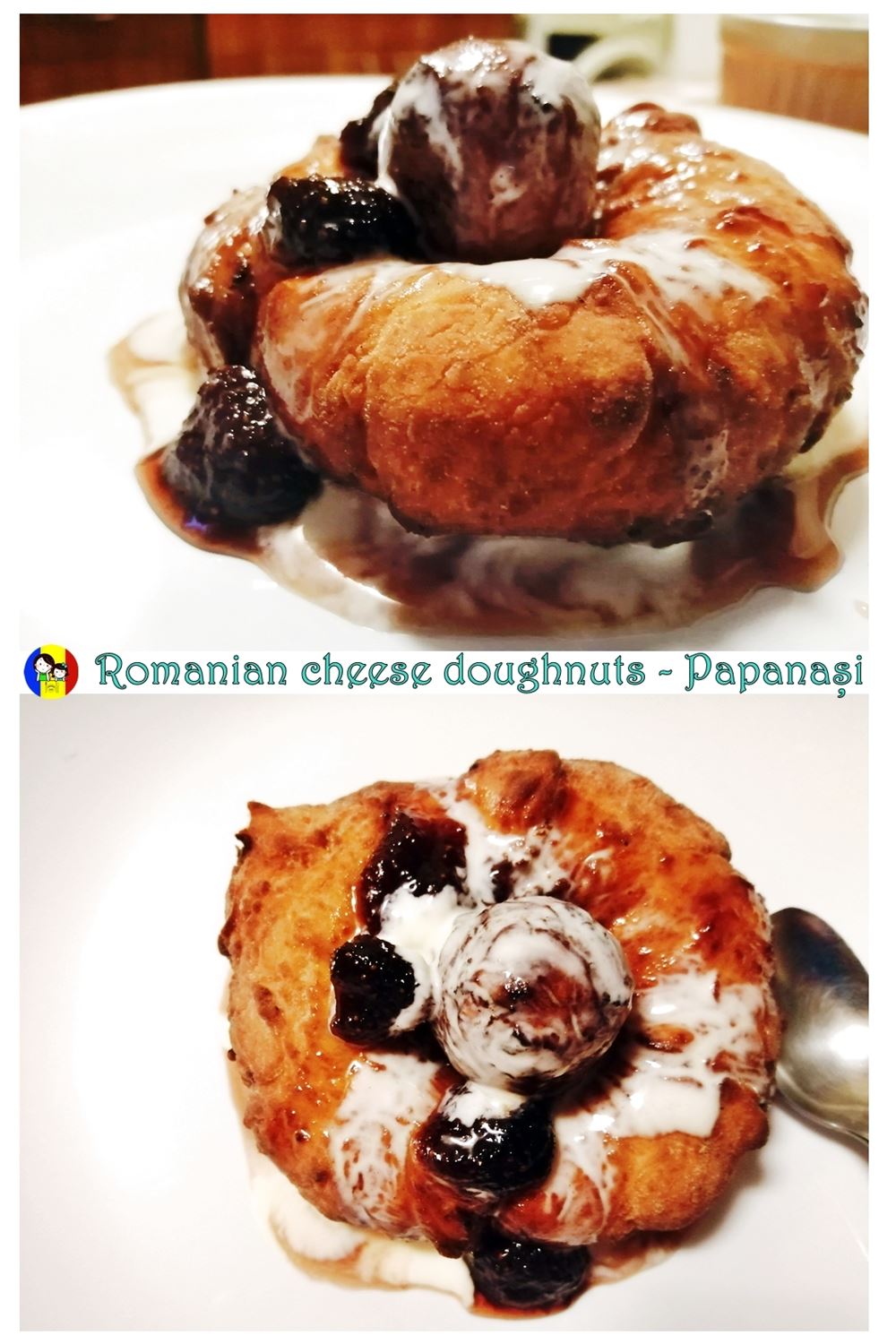 Romanian cheese doughnuts – Papanași - RomanianCook